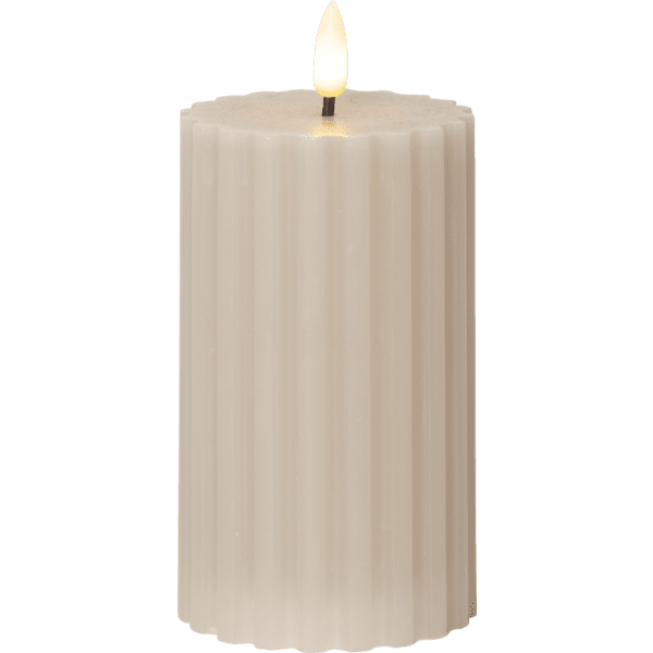 Blockljus LED Inne Flamme Stripe Beige 8x15cm