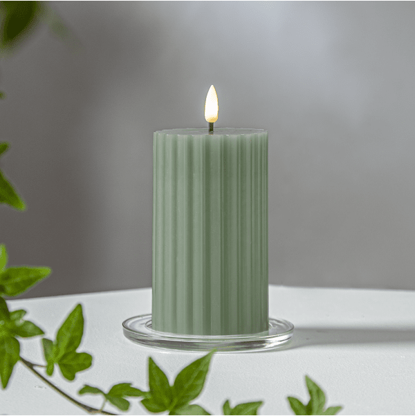 Blockljus LED Inne Flamme Stripe Grön 8x15cm
