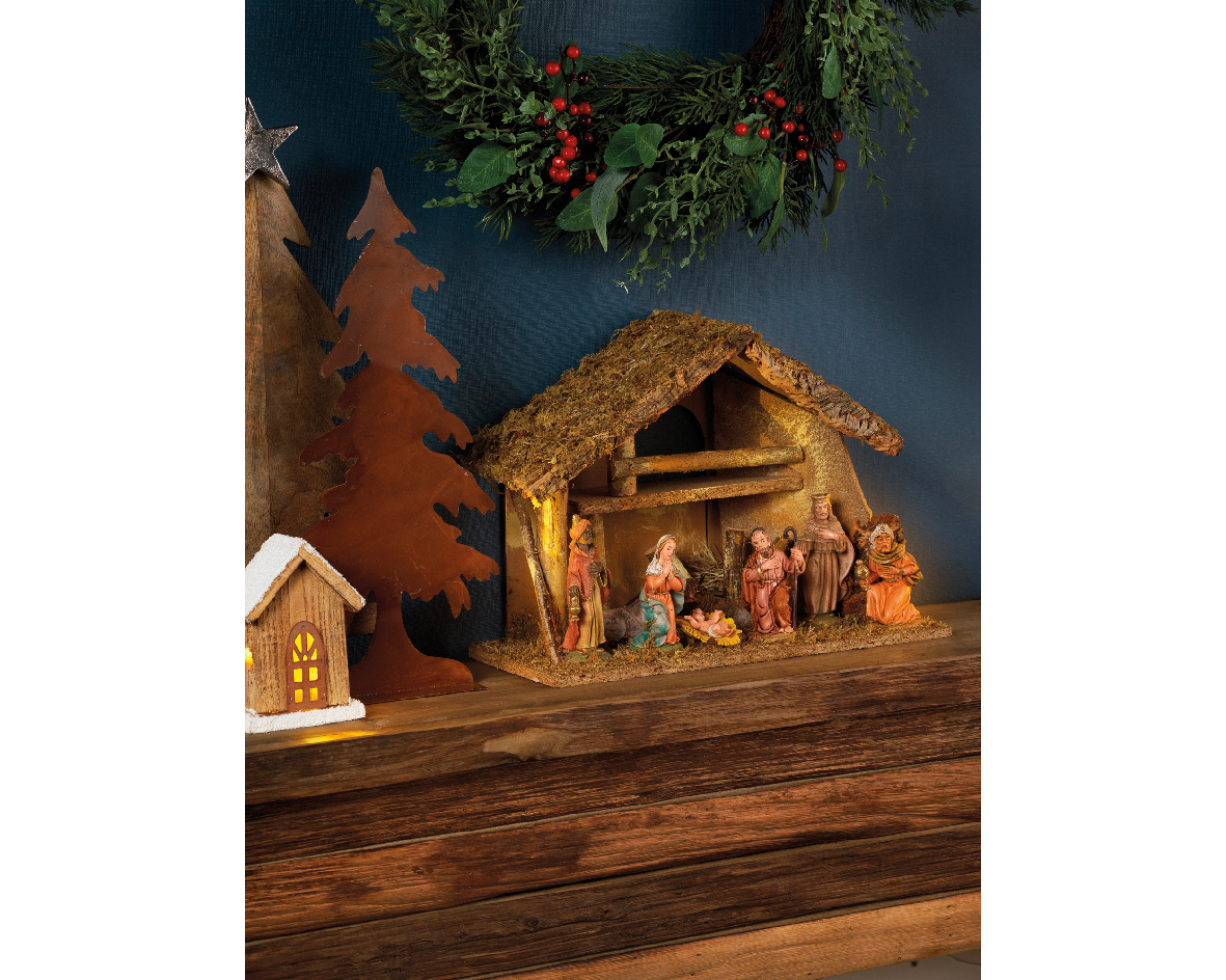 Julkrubba 8st Figurer 38x18x29cm