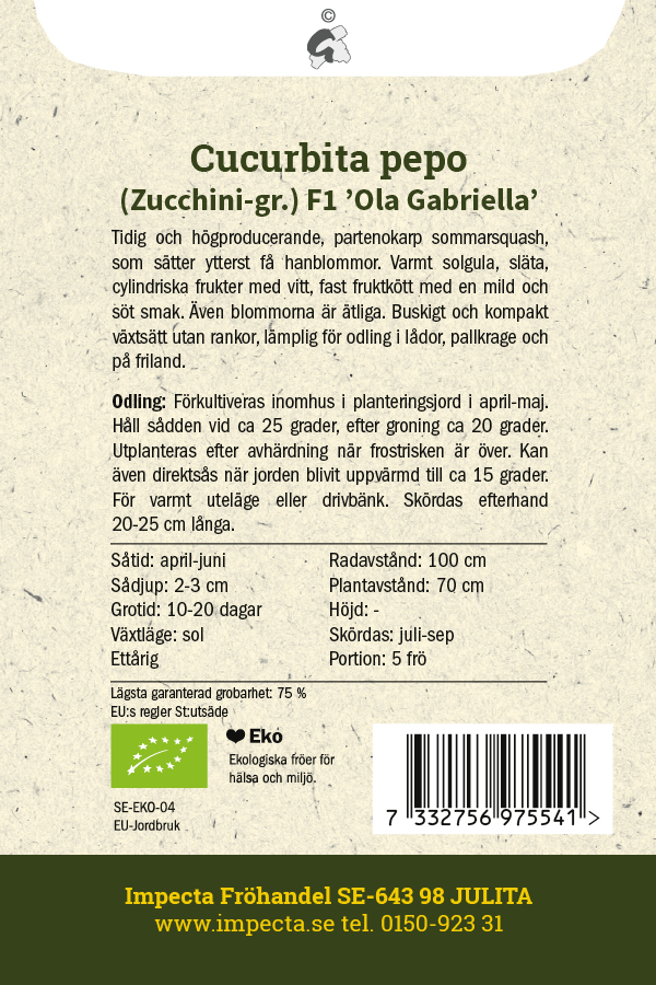 Squash, F1 Ola Gabriella, Ekologisk - Grönsaker